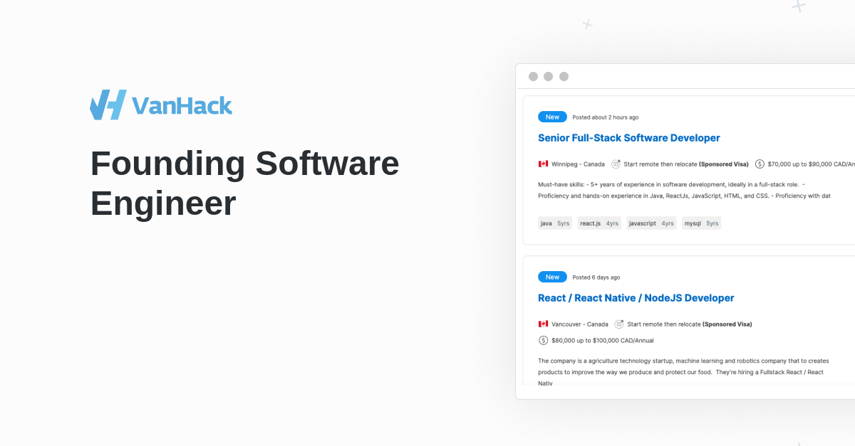 Founding Software Engineer Vanhack